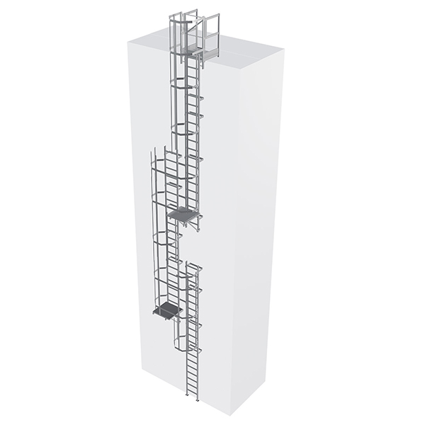 Echelle crinoline aluminium avec palier de sortie haut