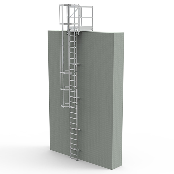 Echelle crinoline aluminium avec palier de sortie de 1280mm