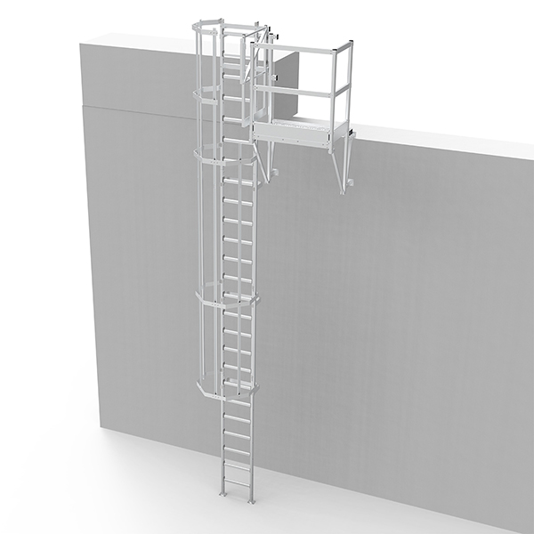 Echelle crinoline avec palier de sortie latérale