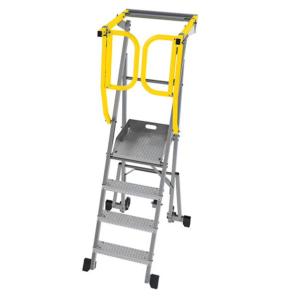 Escabeau PIRL roulant avec 4 roues escamotables