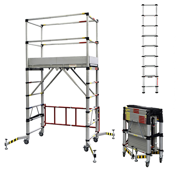 Faltbares Teleskopgerüst Teletower aus eloxiertem Aluminium - Maxi ...