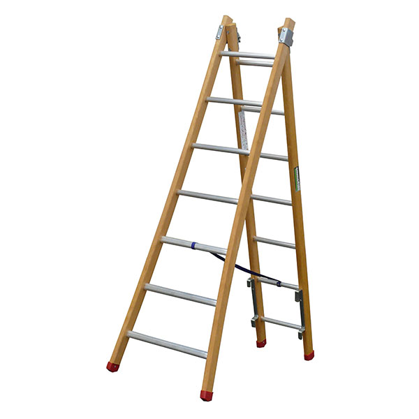 Mehrzweckleiter aus Holz mit Aluminiumsprossen