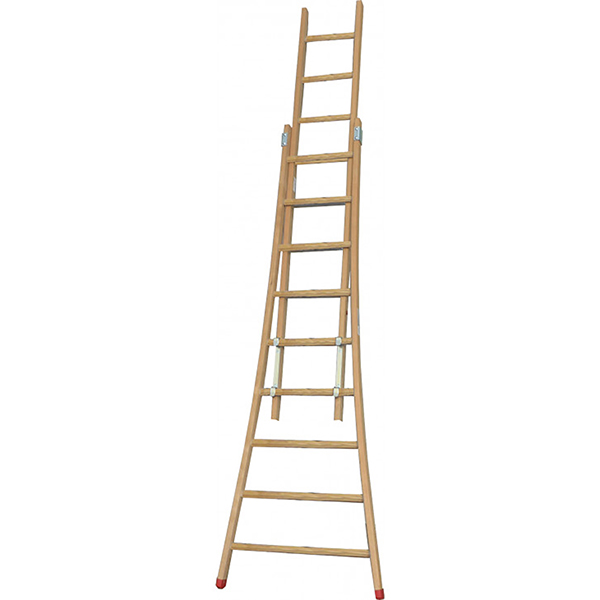 Scala in legno scorrevole a mano con base allargata
